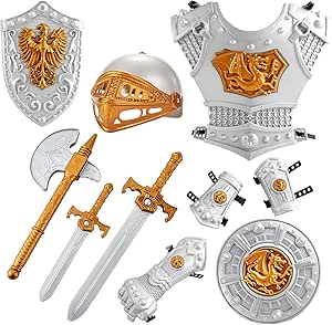 PowerTRC 10 PCs Knight Armor Set Toy for Kids with Helmet Swords ...