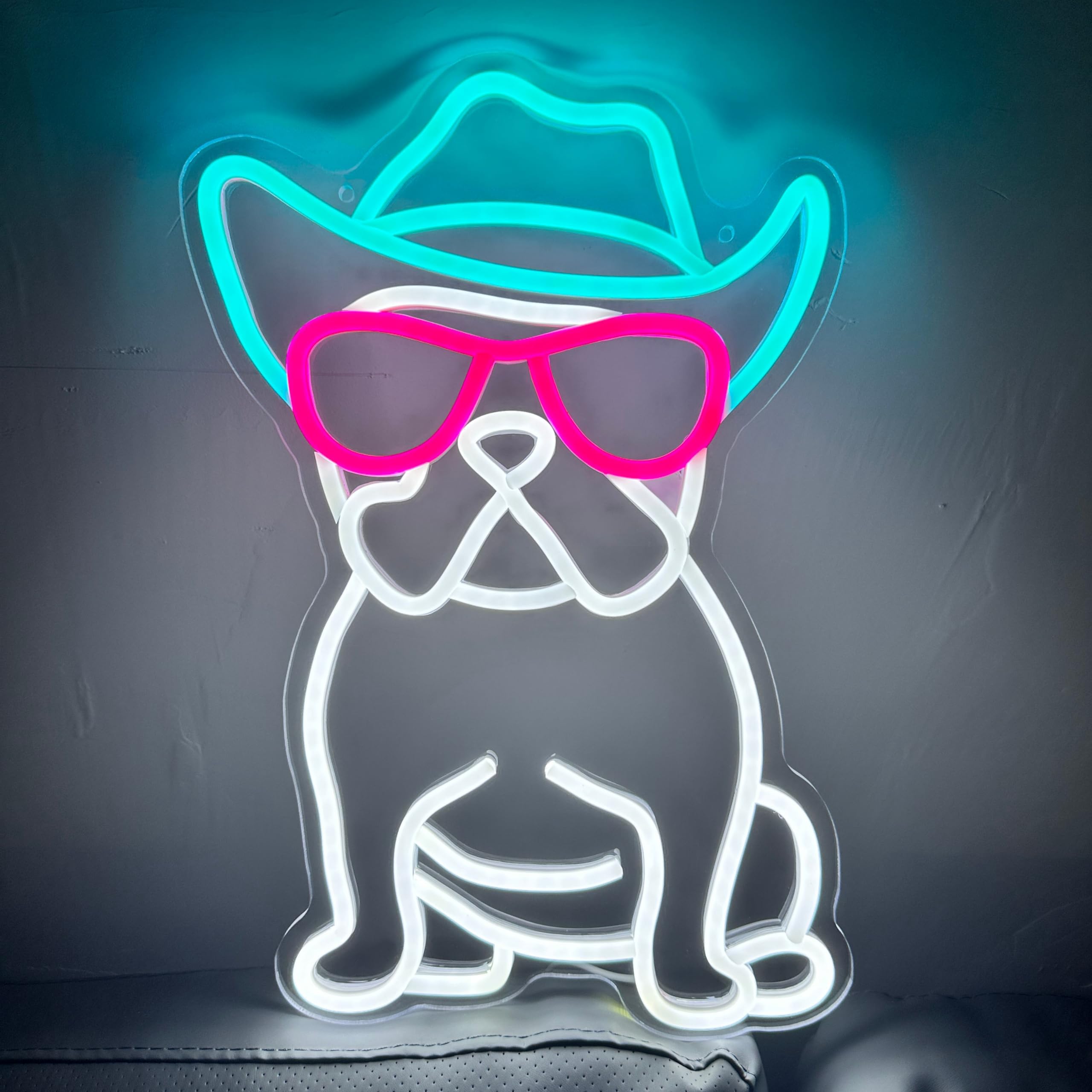 Amazon.com : iPuppy French Bulldog Neon Sign Frenchie Wearing Glasses ...