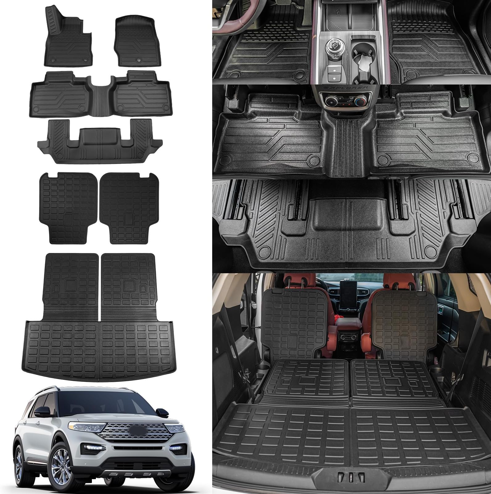 Amazon.com: Rongtaod Floor Mats Compatible with 2020-2025 Ford Explorer ...