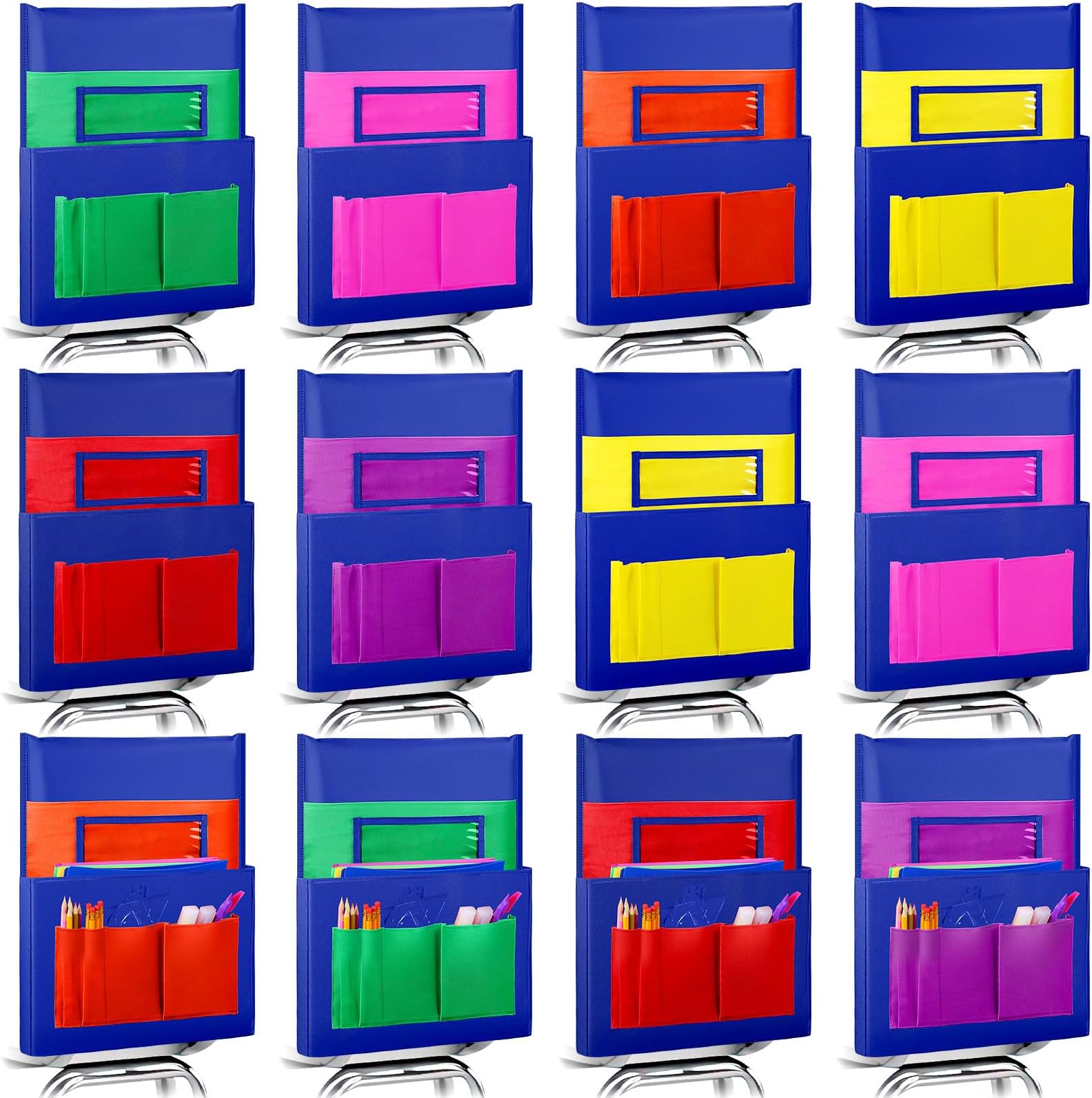 Amazon.com: Maitys 16 Pieces Chair Pockets Classroom Chair Organizer 8 ...