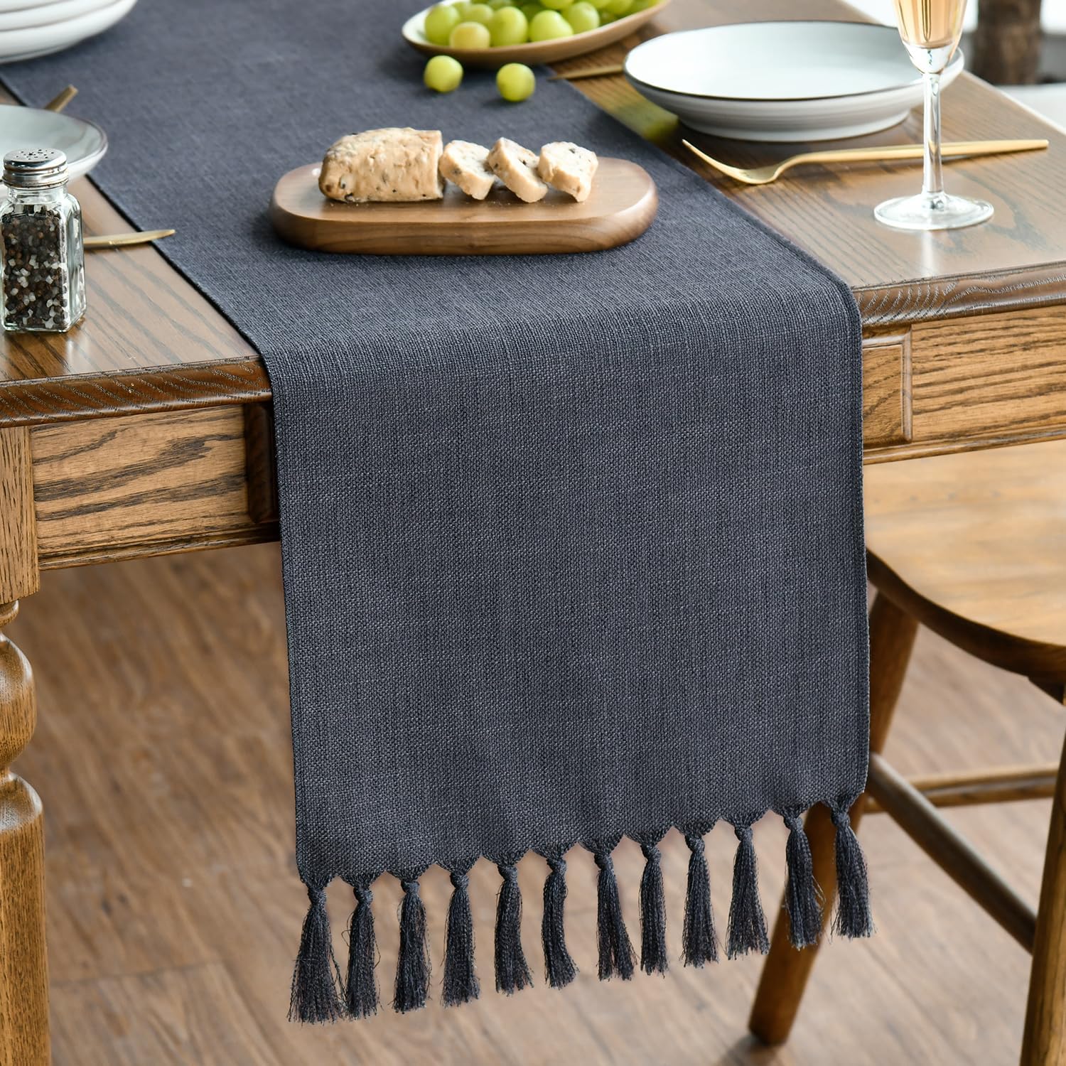 Artoid Mode Pom Pom Table Runner Graphite Grey Country House Style ...