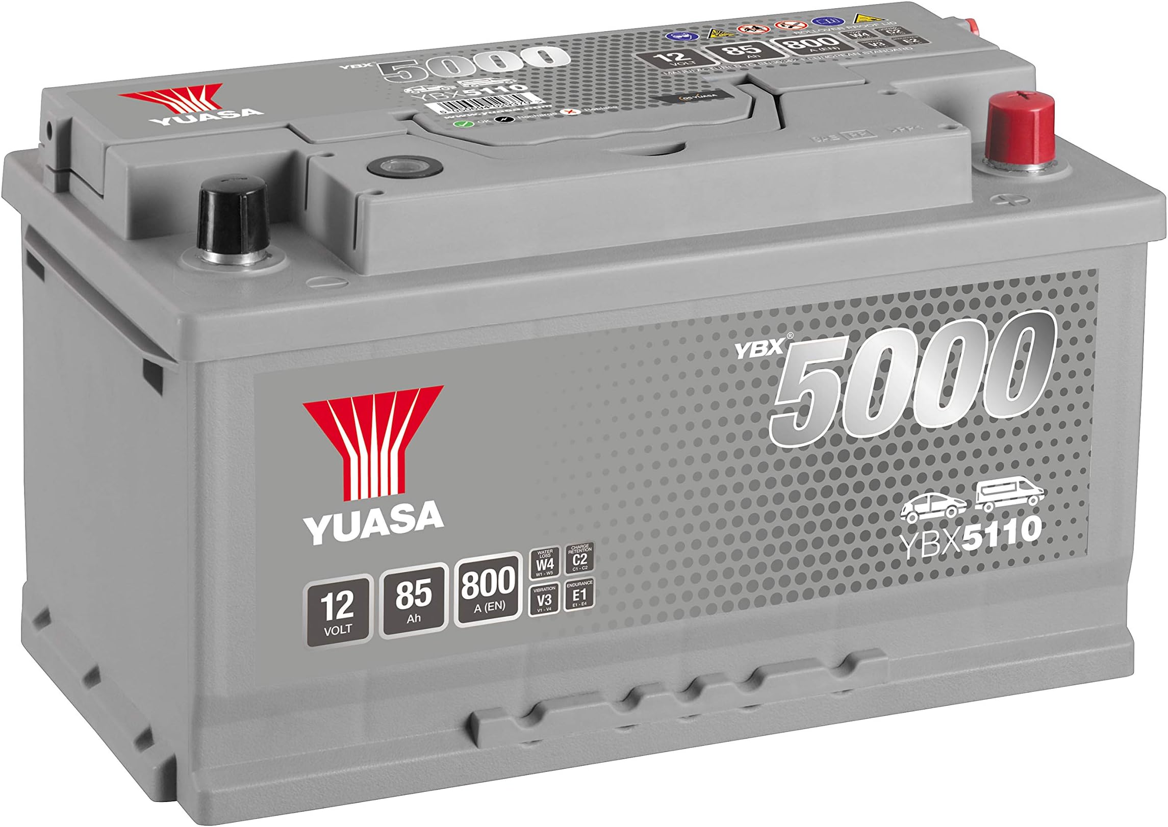 Yuasa YBX5110 12V 85Ah 800A Silver High Performance Battery : Amazon.co ...
