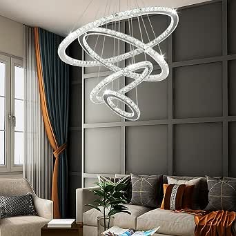 USOR LED Crystal Chandelier Fixture, Modern Flush Ceiling Light ...