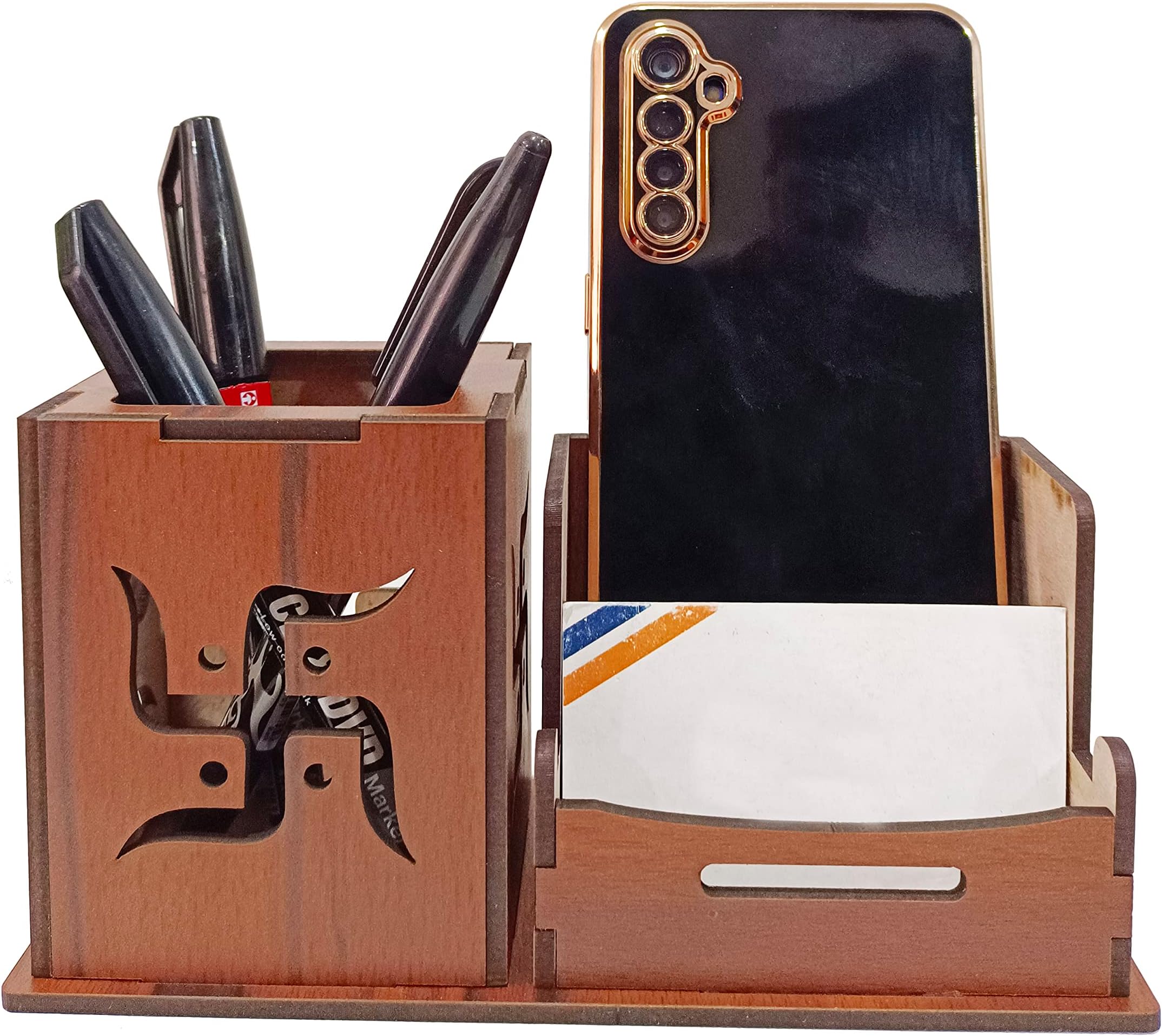 Myenal ganesh ji design big Pen stand card holder for study table MDF ...