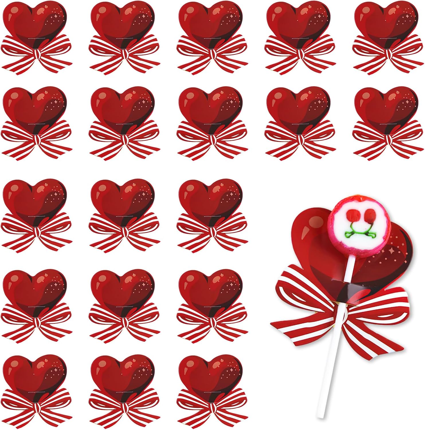Amazon.com: AUOCATTAIL 100 Pcs Valentine's Day Lollipop Paper Cards Red ...