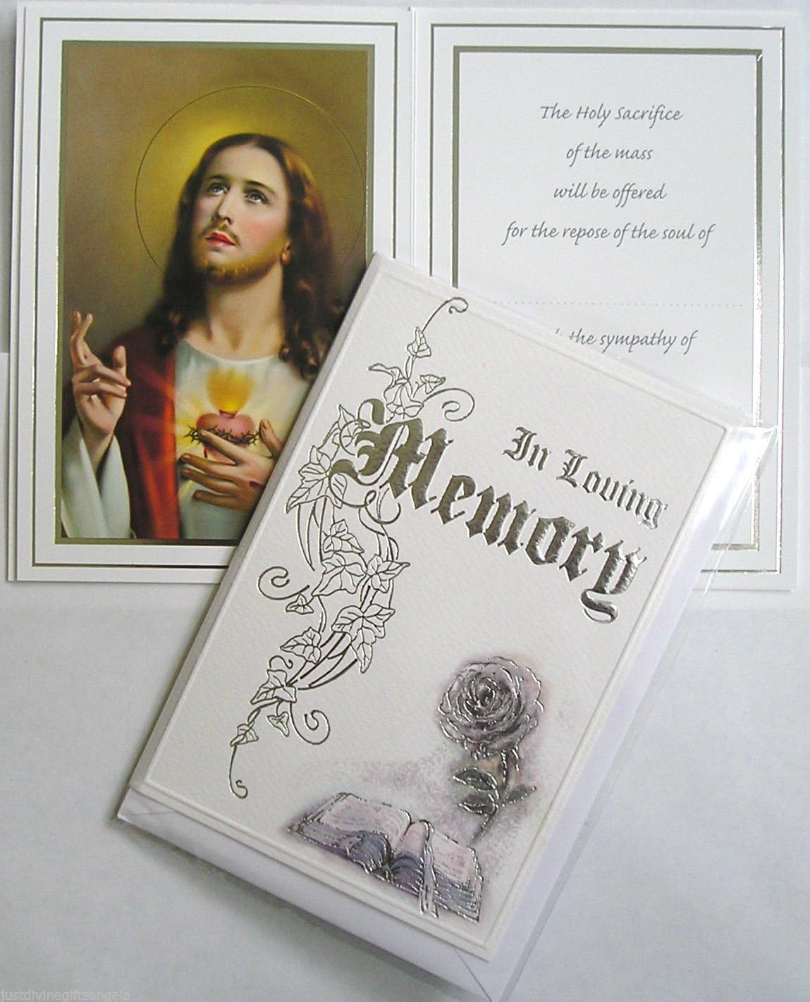 Mass Cards IN LOVING MEMORY Deluxe Catholic Sacred Heart Sympathy 2161 ...