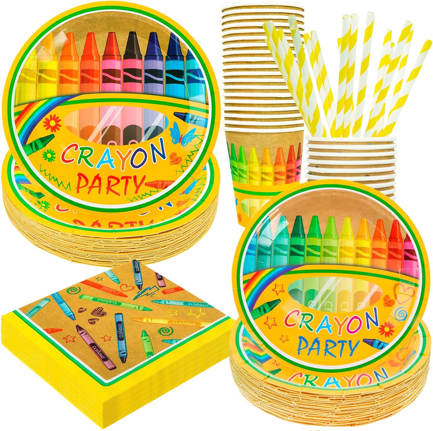 Amazon.com: BOIKOKY Crayon Birthday Party Decorations, 120Pcs Crayon ...