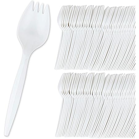 Amazon.com: BPA-Free White Disposable Sporks 250 Pk. Recyclable, Eco ...