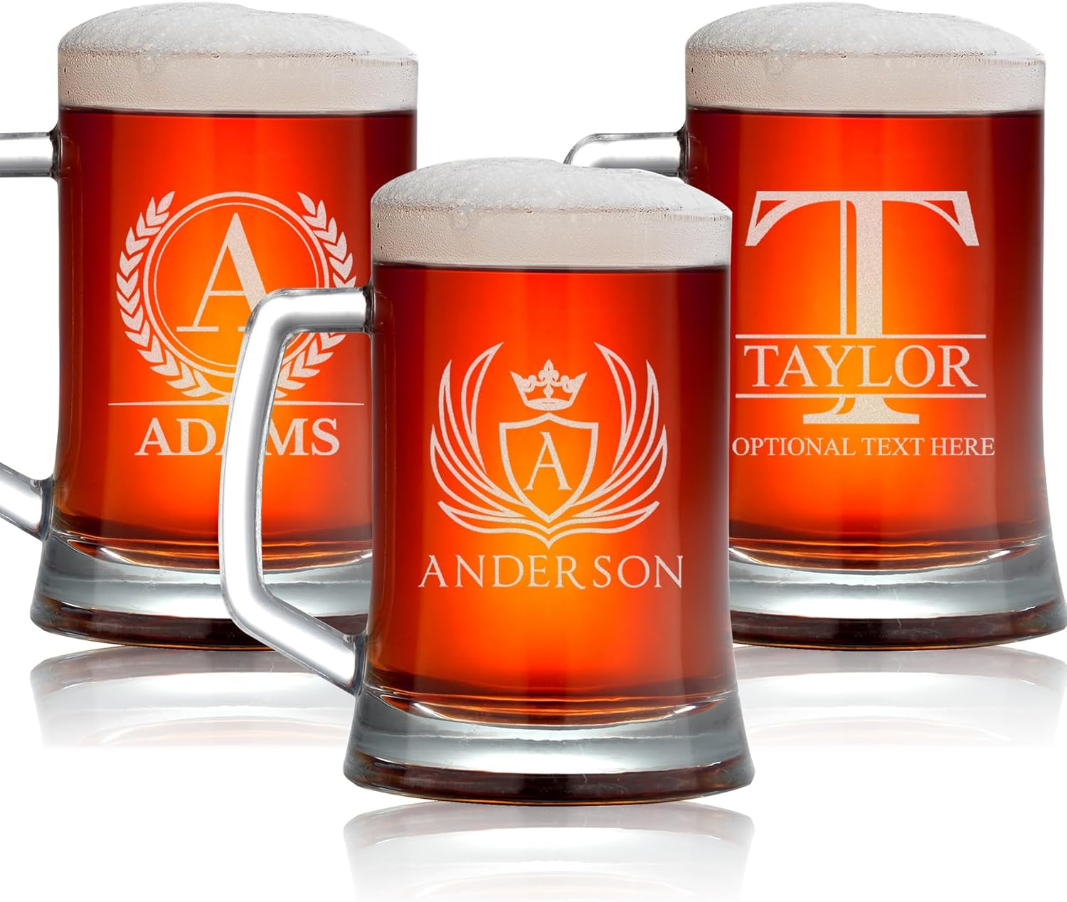 Amazon.com | Personalized Beer Mugs - Custom Text Beer Glass with ...
