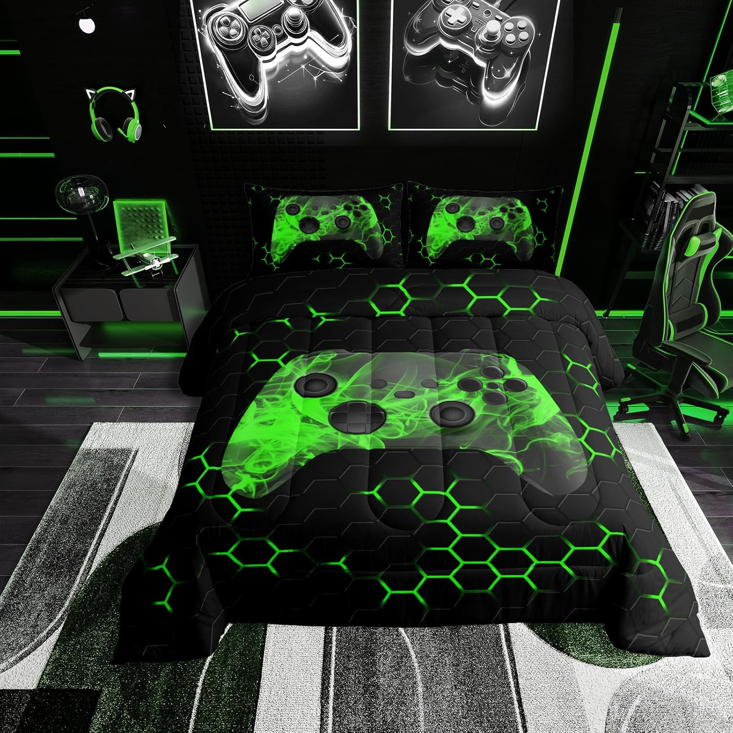 Amazon.com: Erosebridal Gamer Comforter for Boys Teens Geometric ...