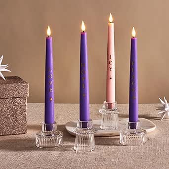 LampLust Flameless Advent Candles Battery Operated, Real Wax Advent ...