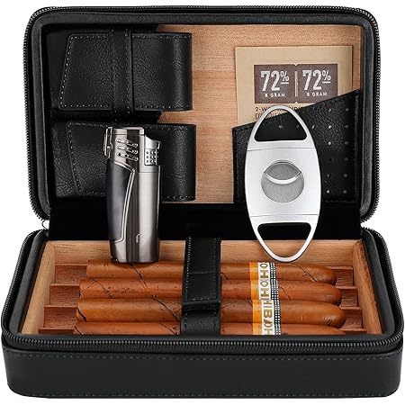 Amazon.com: CiTree Portable Cigar Humidor, Cedar Wood Leather Cigar ...
