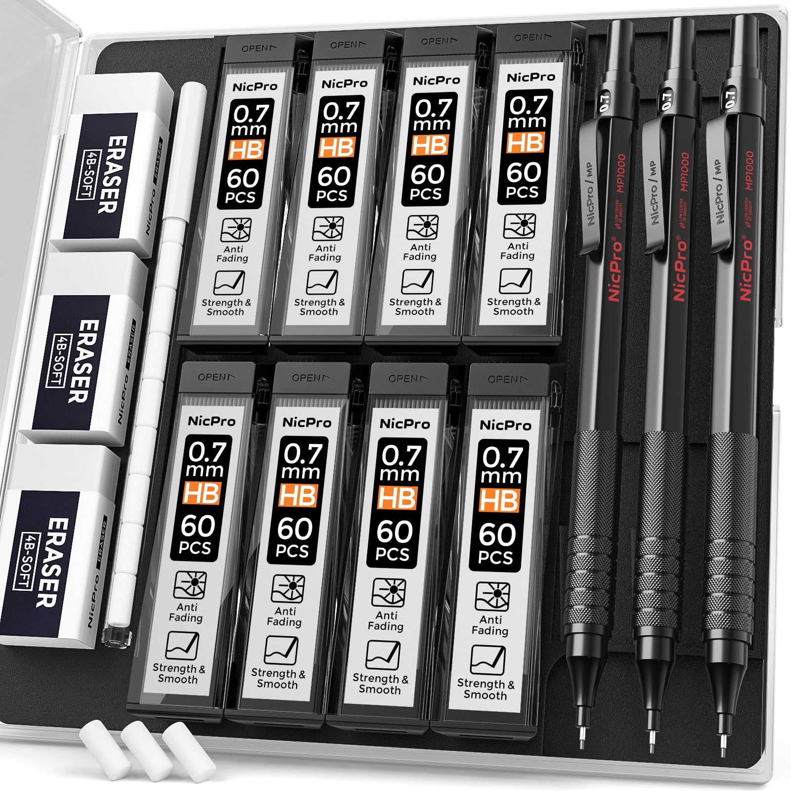 Snapklik.com : Nicpro 0.7 Mm Mechanical Pencil Set