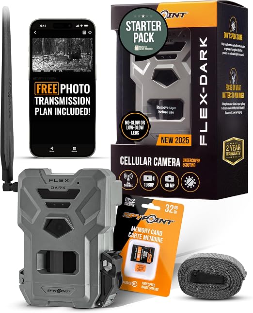 Amazon.com: SPYPOINT Flex-Dark Starter Pack Cellular Trail Camera, 40MP ...