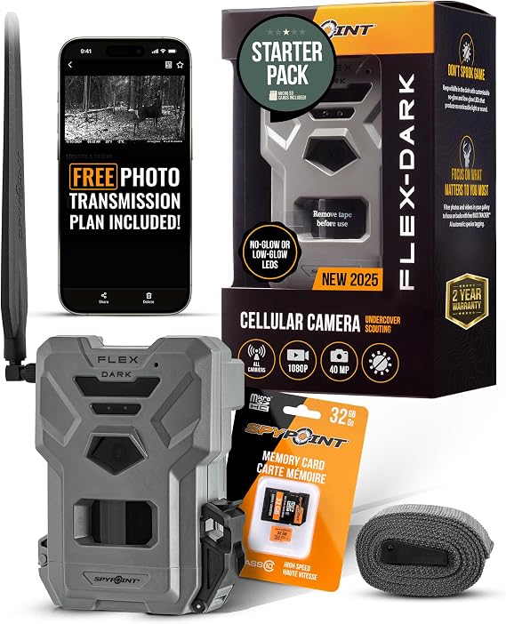 Amazon.com: SPYPOINT Flex-Dark Starter Pack Cellular Trail Camera, 40MP ...