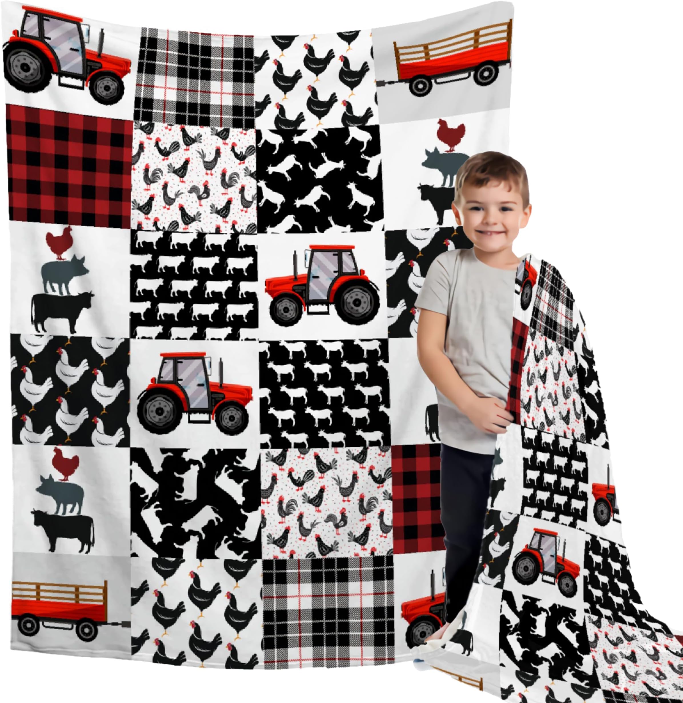 Amazon.com: Red Tractor Blanket Farm Harvester Throw Blankets Ultra ...