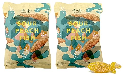 Amazon.com : Bon Bon Swedish Candy Sour Peach Fish Vegan Candy, Sour ...