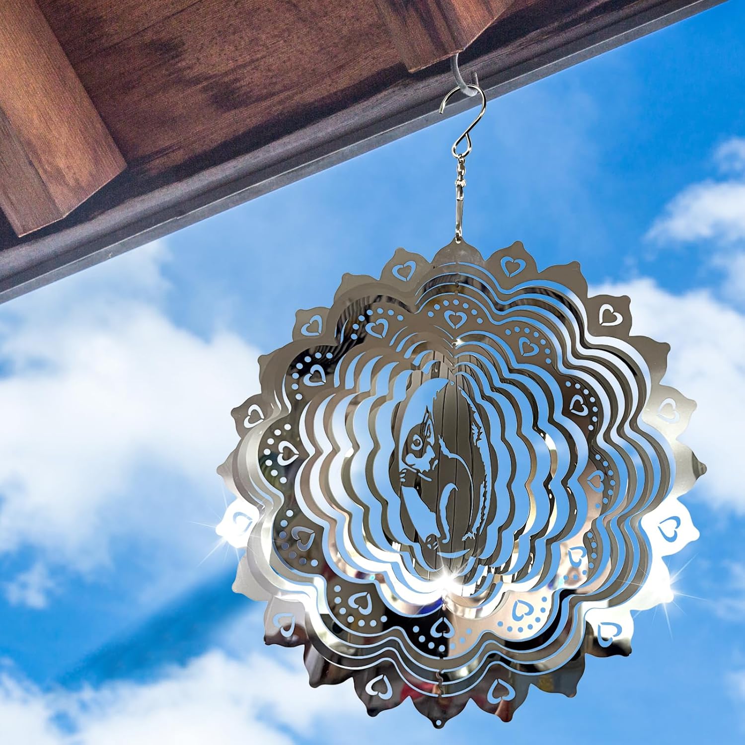 Amazon.com: Hanging Wind Spinner Outdoor Metal Decorations, Silver Wind ...