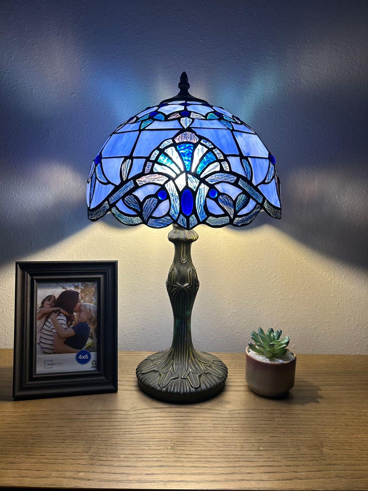 enjoy decor lamps Tiffany Table Lamp White Stained Glass Baroque Style ...