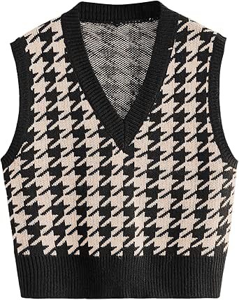 Women's Preppy Sweater Vests V Neck Knit Pullover Tank Tops Fall ...