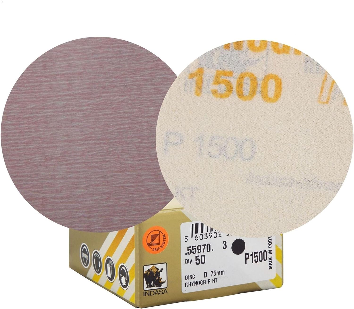 Indasa Rhynogrip HT Line 75mm 3" Sanding Discs P1500 Box of 50 Grip ...