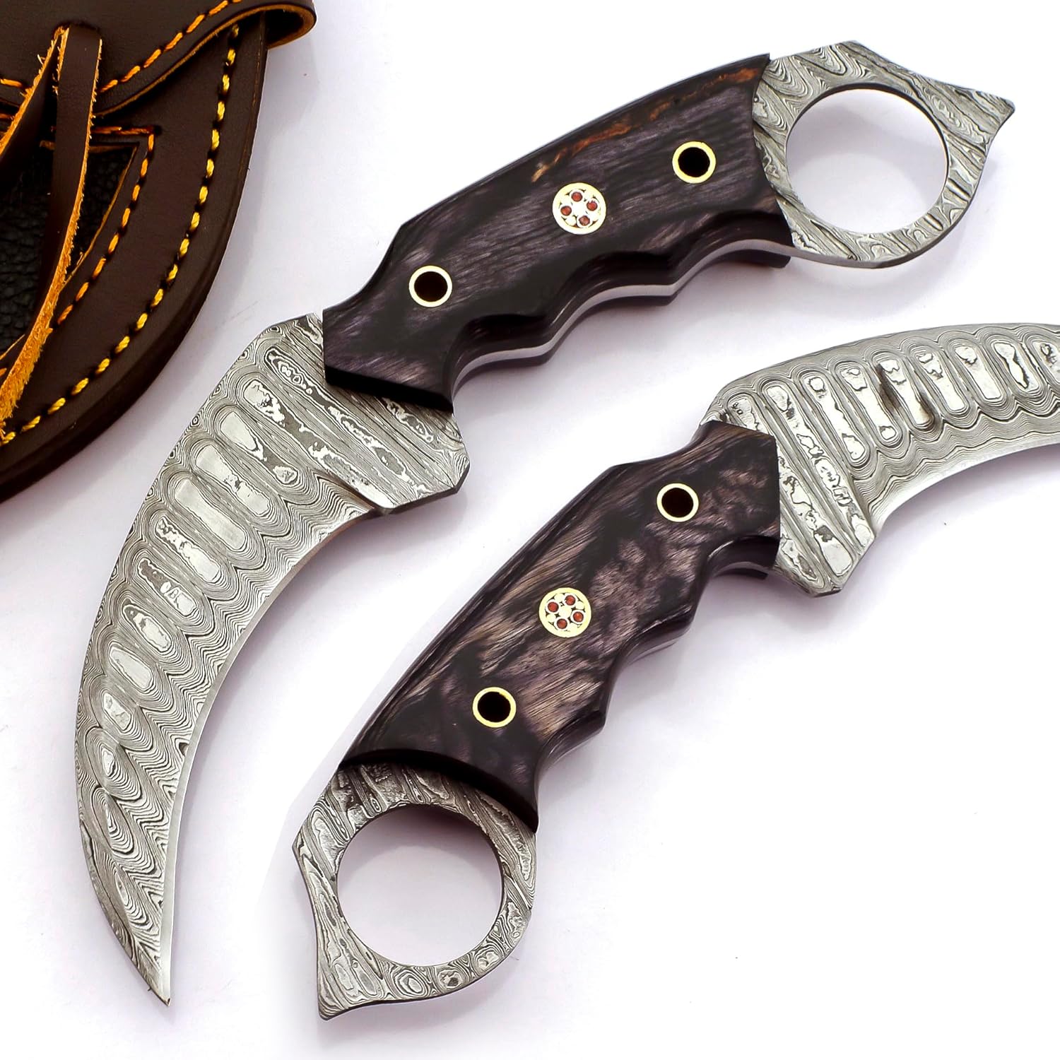 Amazon.com : Generic Damascus Steel Karambit Hunting Knife, Tactical ...