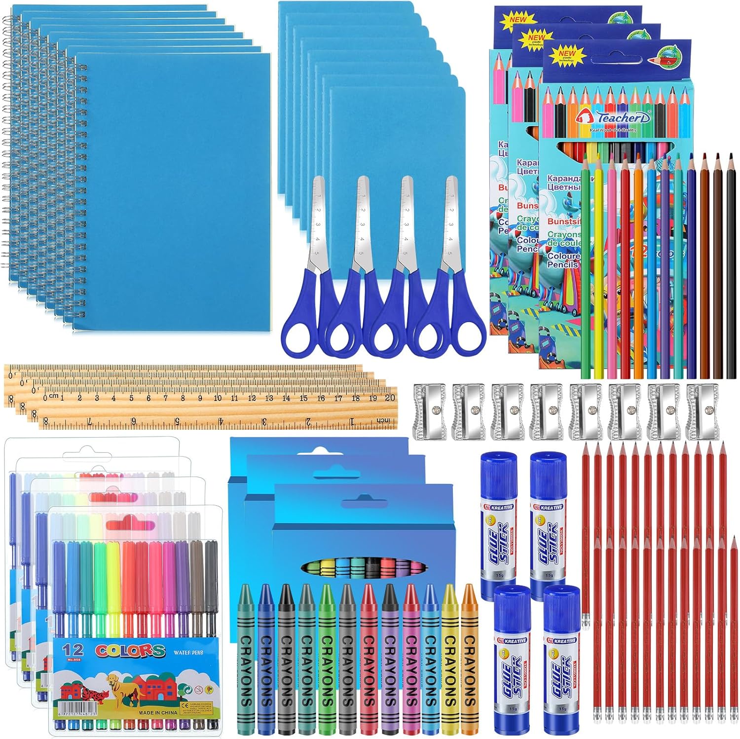 Amazon.com: Geyoga 204 Pcs School Supplies for Kids Bulk Back to School ...
