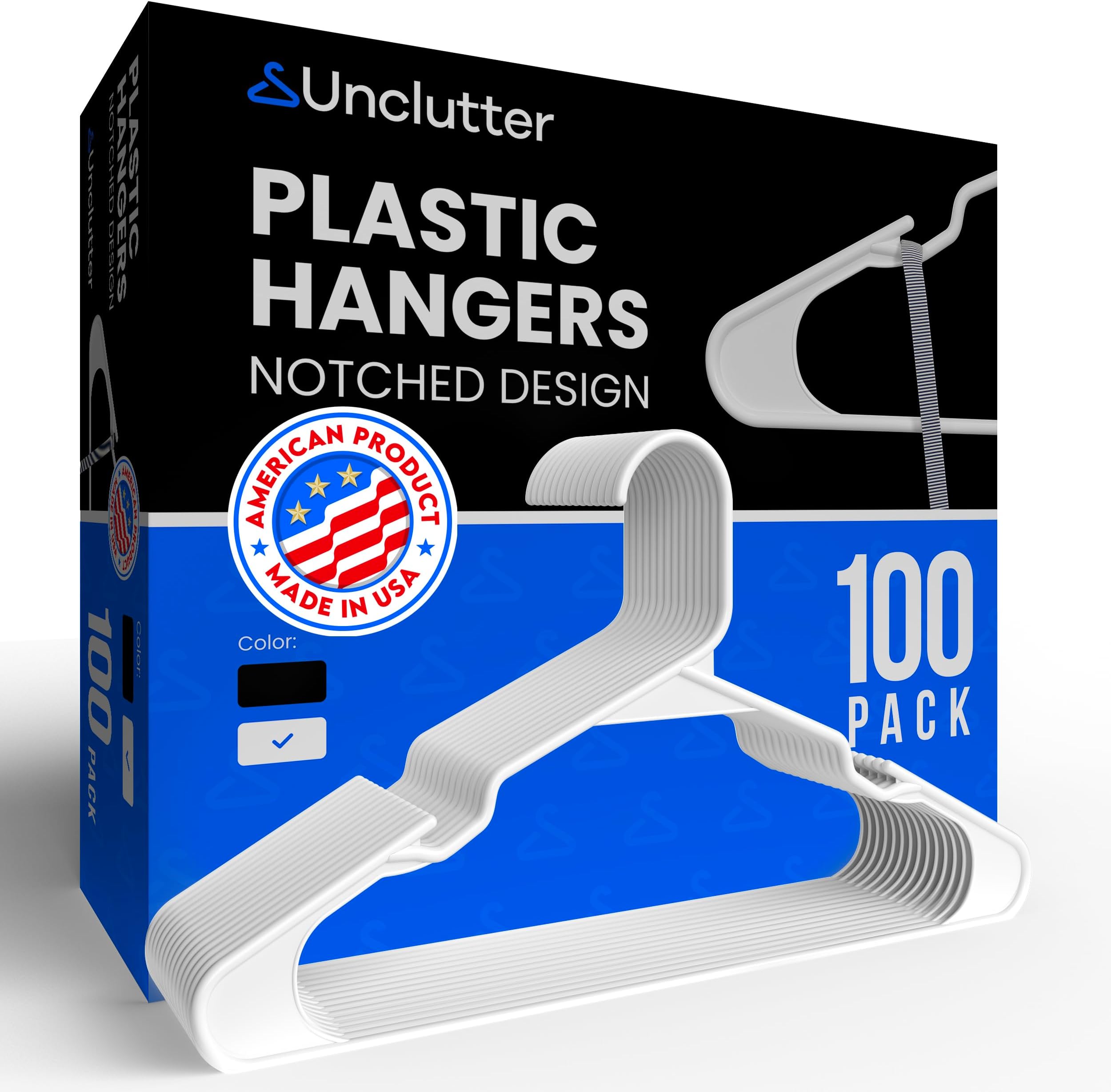 Amazon.com: Unbreakable clothes hangers by Unclutter, 100 Pack. Quality ...