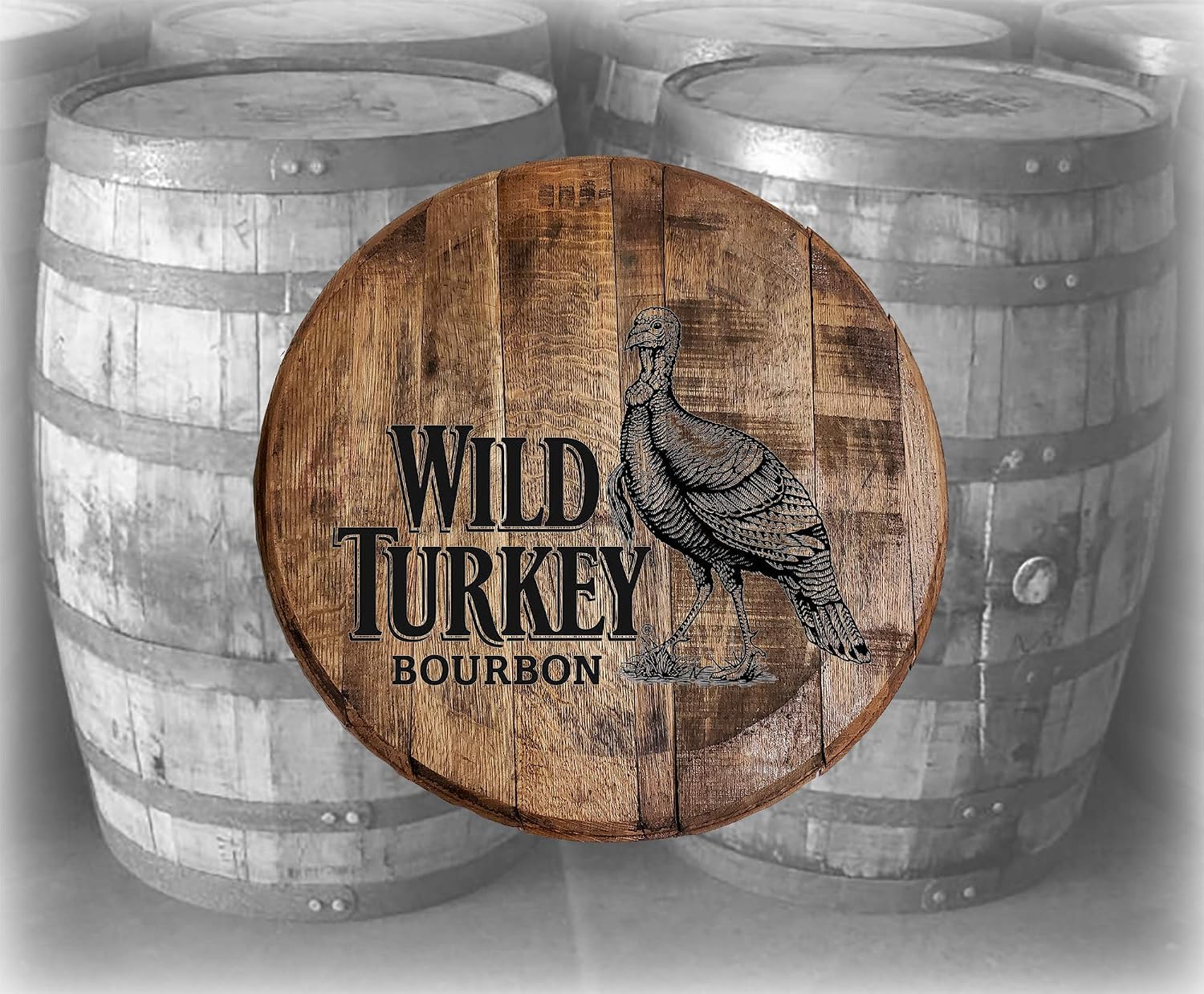 Amazon.com: Rustic Home Bar Decor Wild Turkey Bourbon Barrel Lid Wood ...