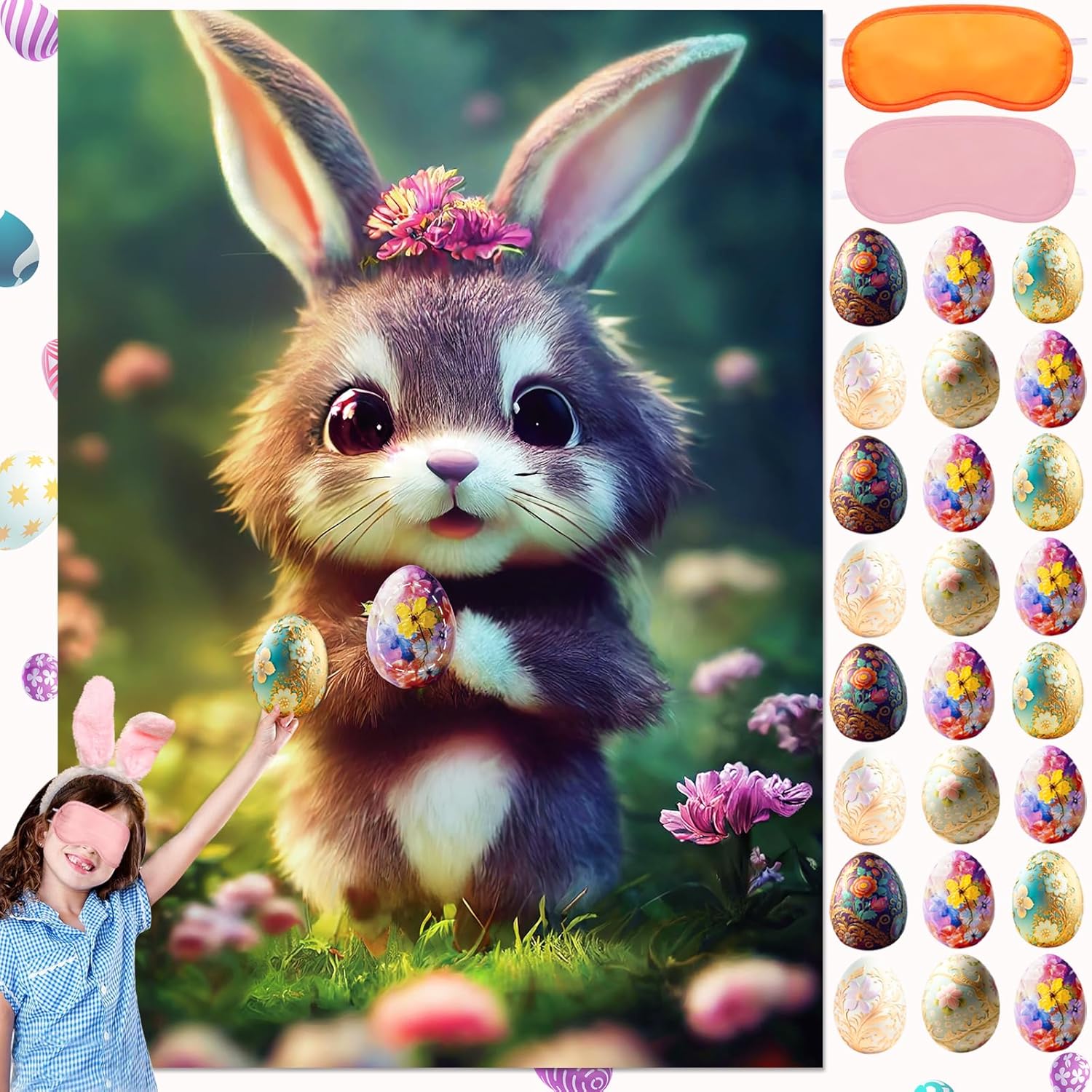 Amazon.com: Easter Games, Pin The Eggs on The Bunny, Easter Stickers ...
