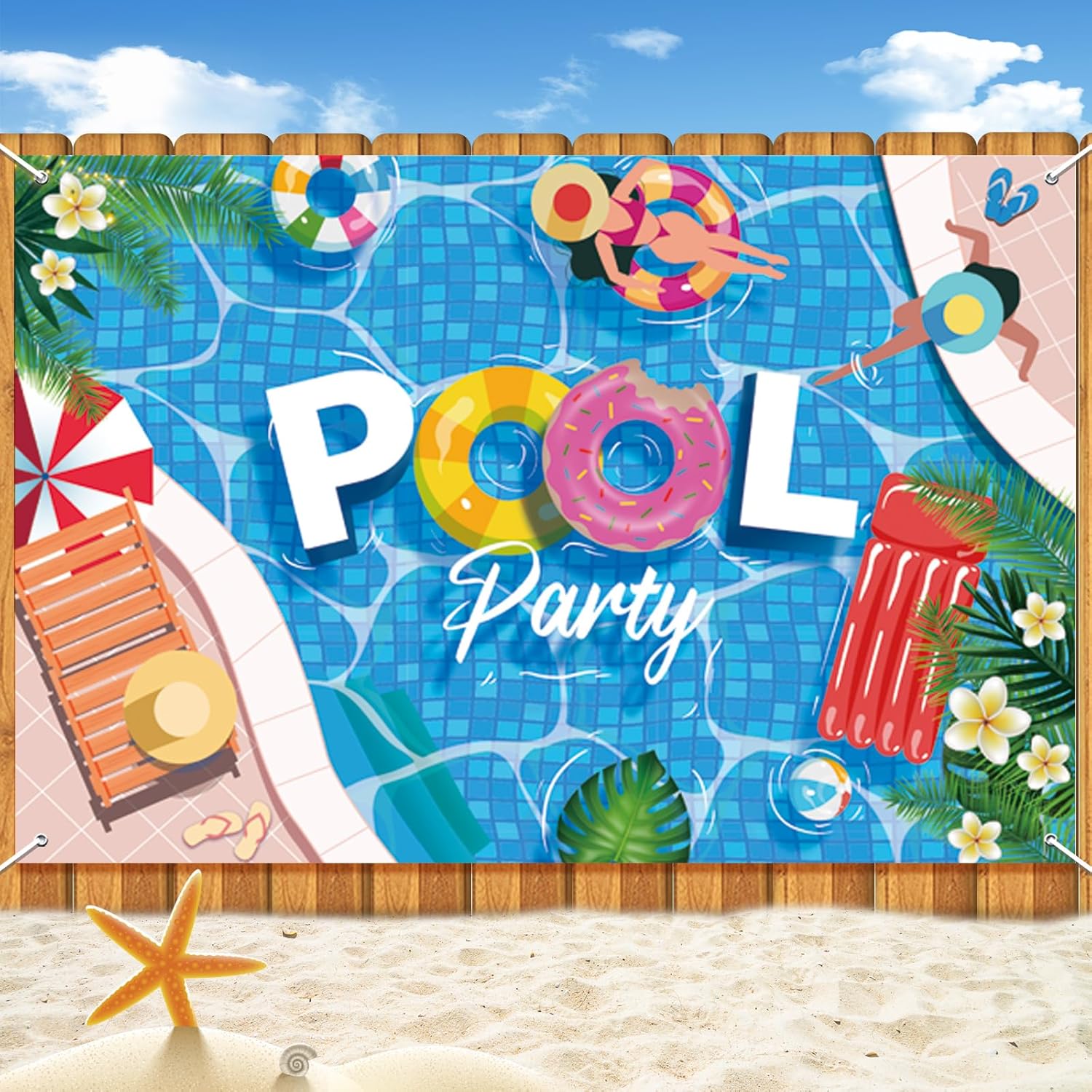 Amazon.com : Summer Pool Party Backdrop, Birthday Party Summer Pool ...