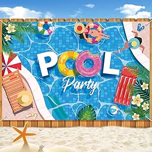 Amazon.com : Summer Pool Party Backdrop, Birthday Party Summer Pool ...