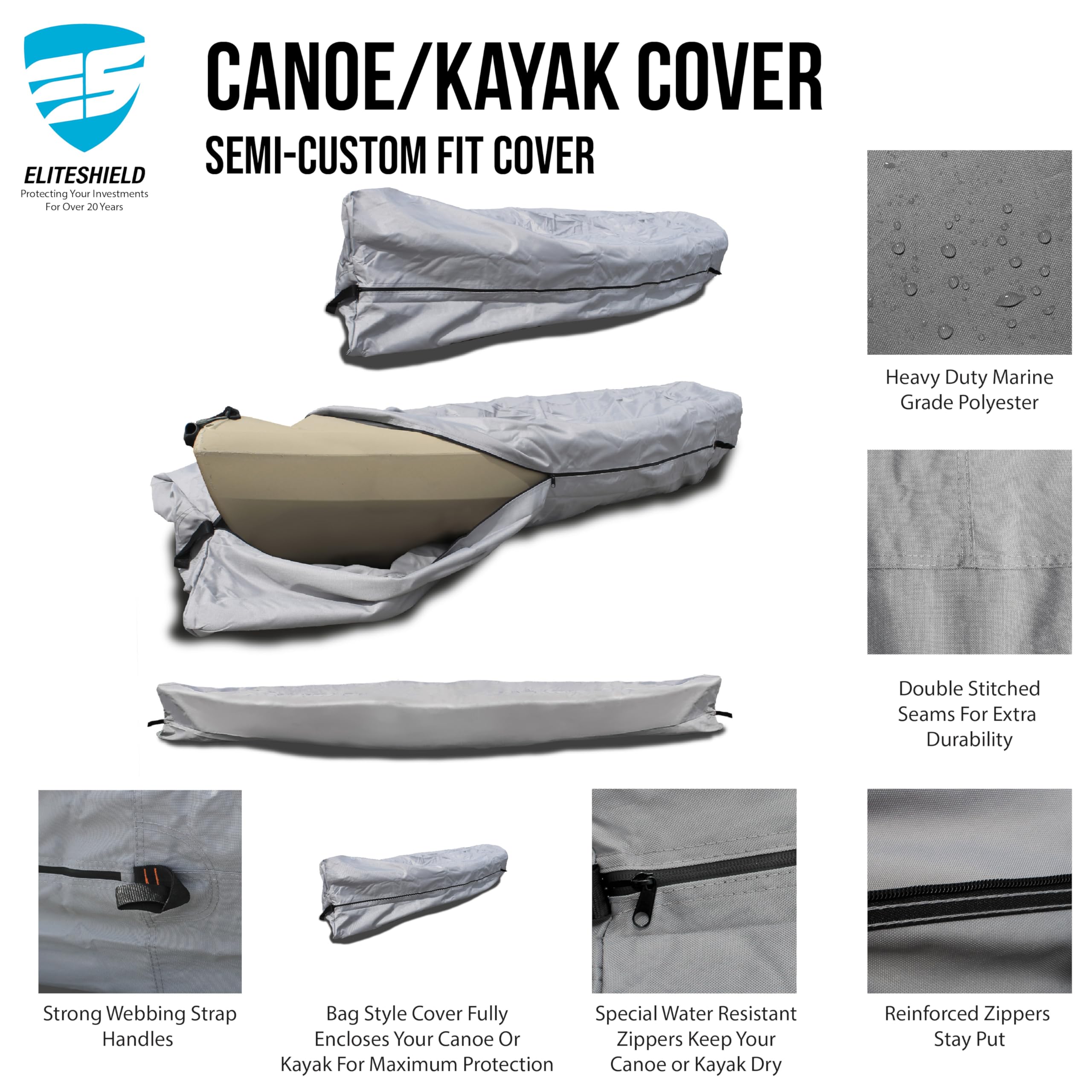 Snapklik.com : EliteShield Canoe Cover Kayak Cover; Waterproof UV ...