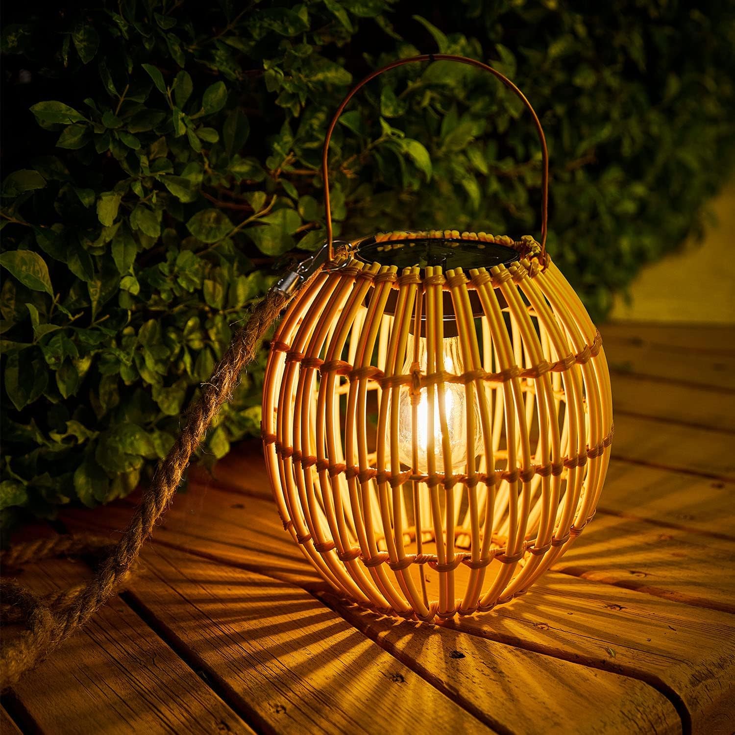 Amazon.com: Battery Operated Hanging Lantern-Outdoor Indoor Bamboo ...