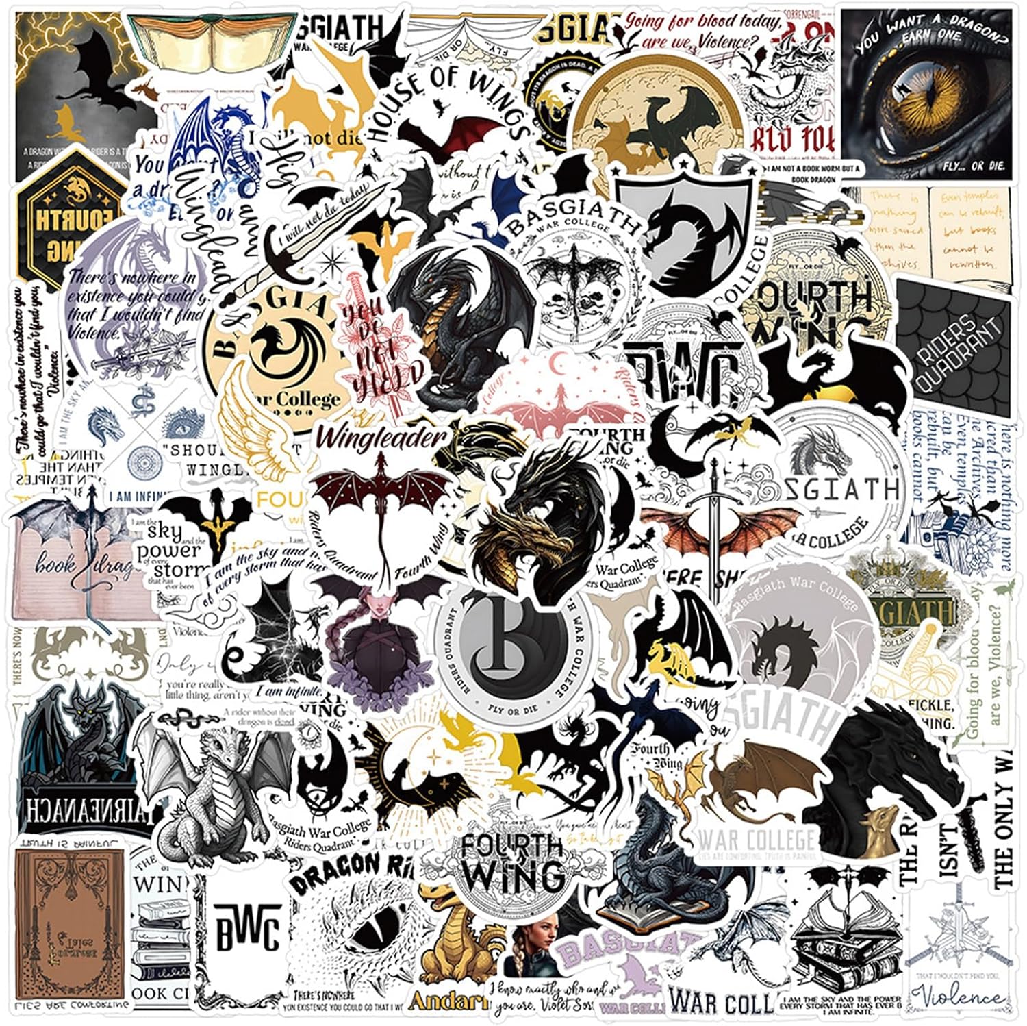 Amazon.com: 100 Pcs Fourth Wing Stickers for Teens, Girls, Kids ...