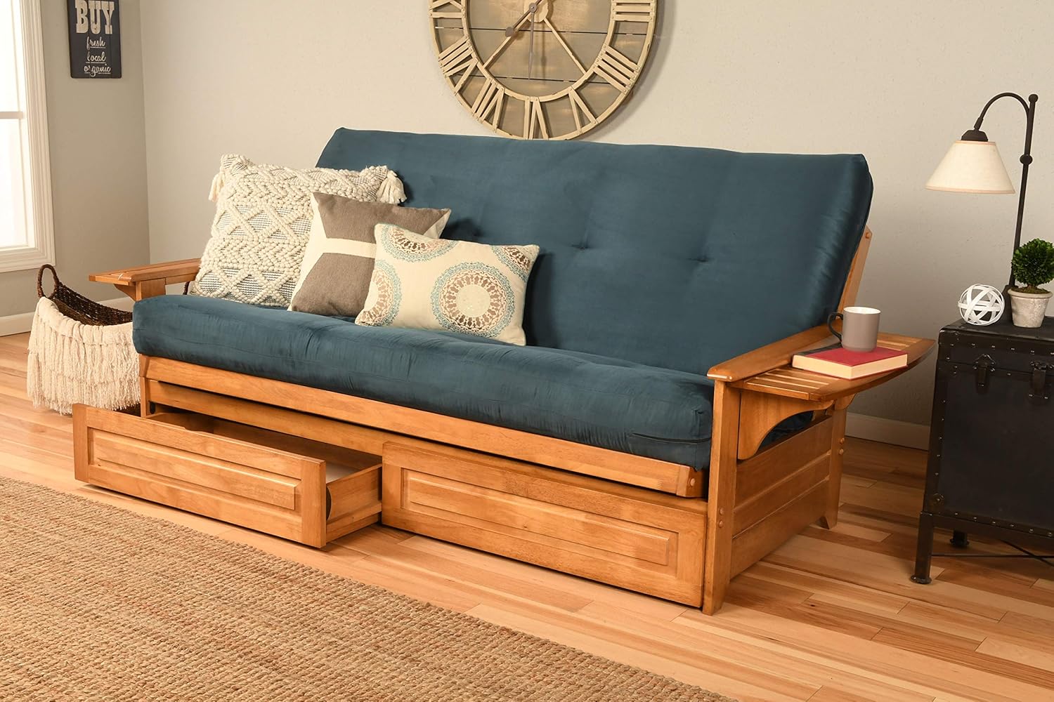 Amazon.com: Kodiak Furniture Phoenix Futon, Suede Navy : Home & Kitchen