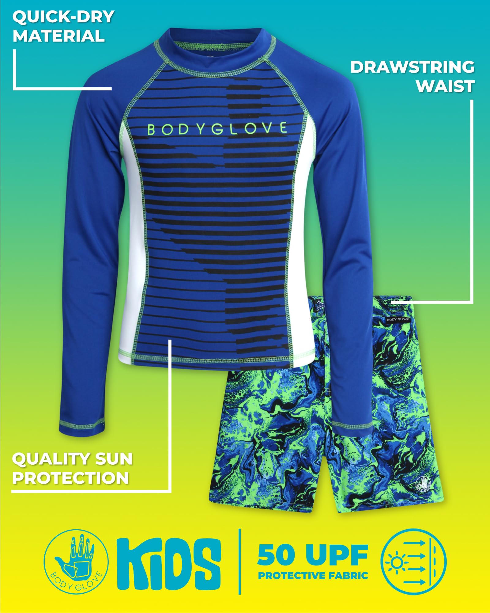 Snapklik.com : Body Glove Boys Swim Set - 2 Piece Boys Swim Trunks