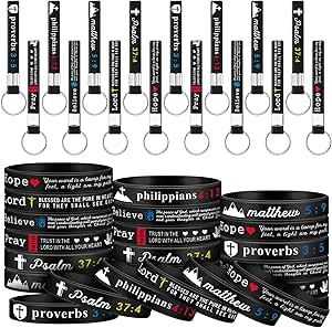 Amazon.com: 48 Pcs Christian Bible Keychains with Scripture Bracelets ...