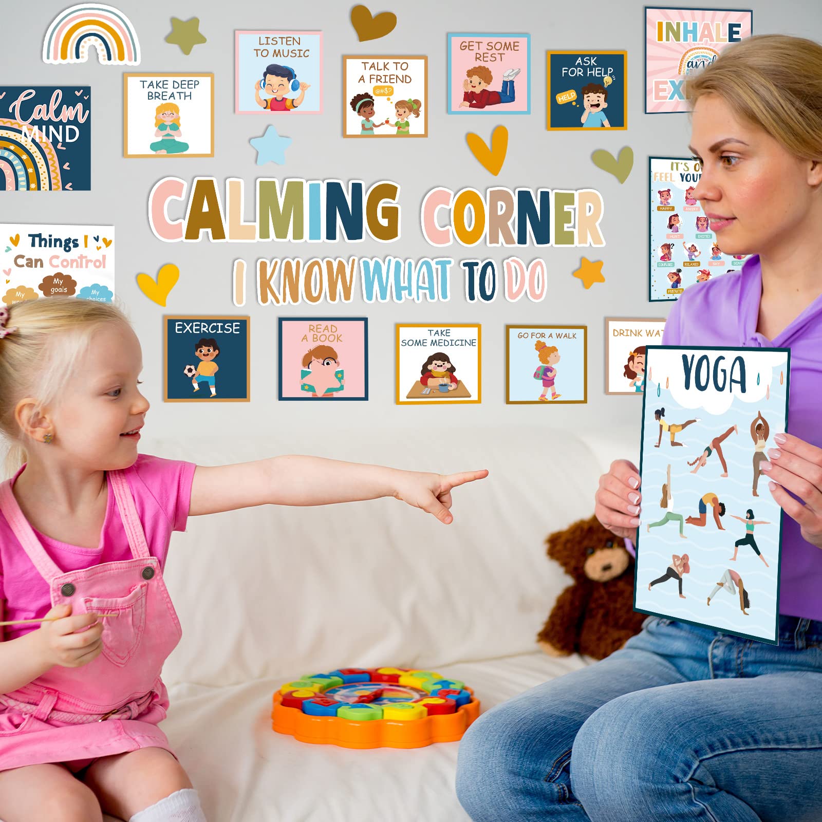 Snapklik.com : Blue Boho Calming Corner Classroom Bulletin Board Set ...