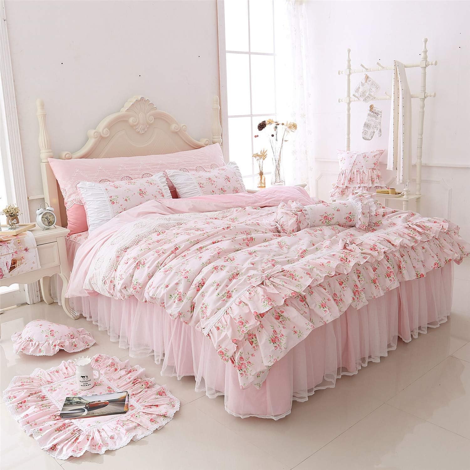 Amazon.com: Kolachic Country Rose Roses Pink Floral Flower Duvet Cover ...