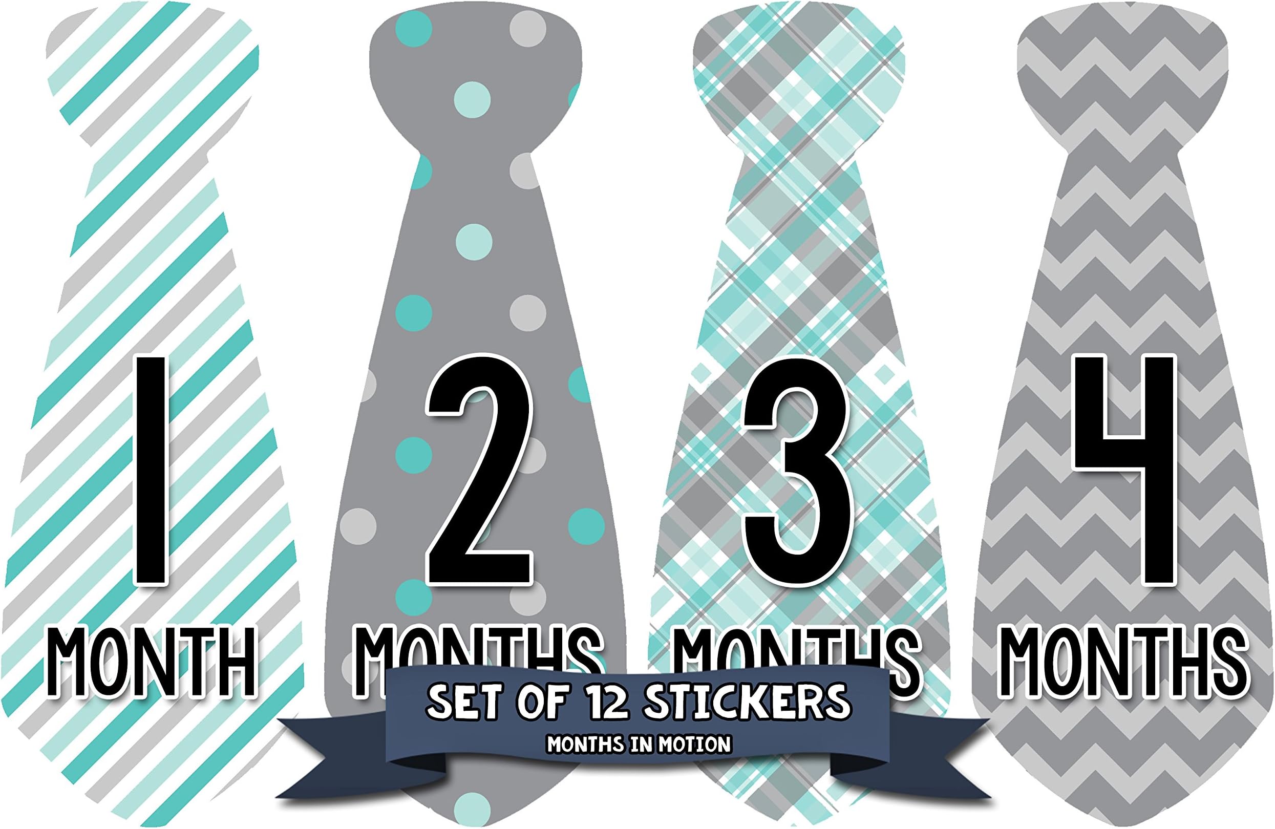 Amazon.com: Months In Motion Monthly Baby Tie Stickers - Boy Month ...