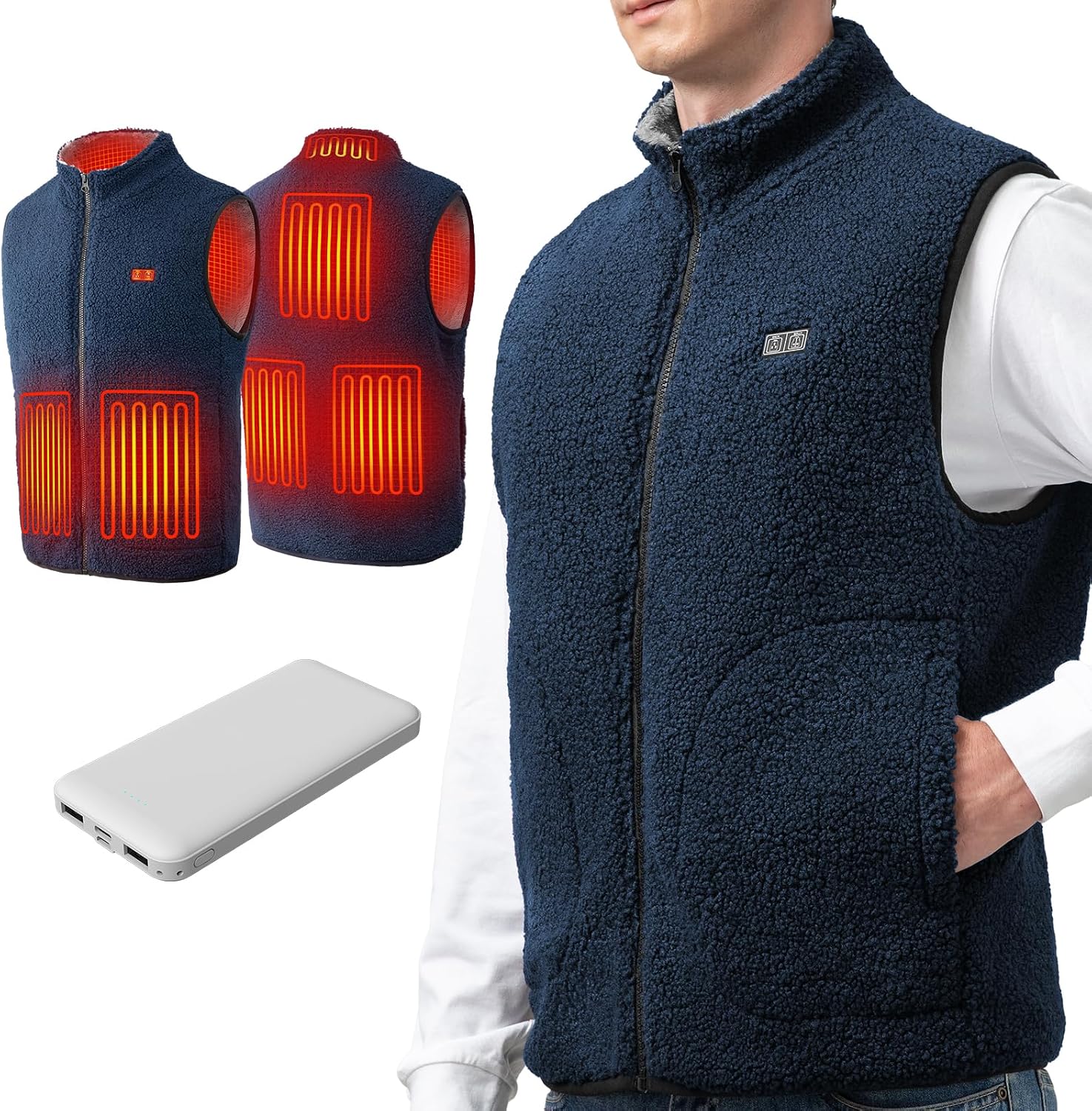 LABEWVI Fleece Heated Vest for Men with Battery Pack Included ...