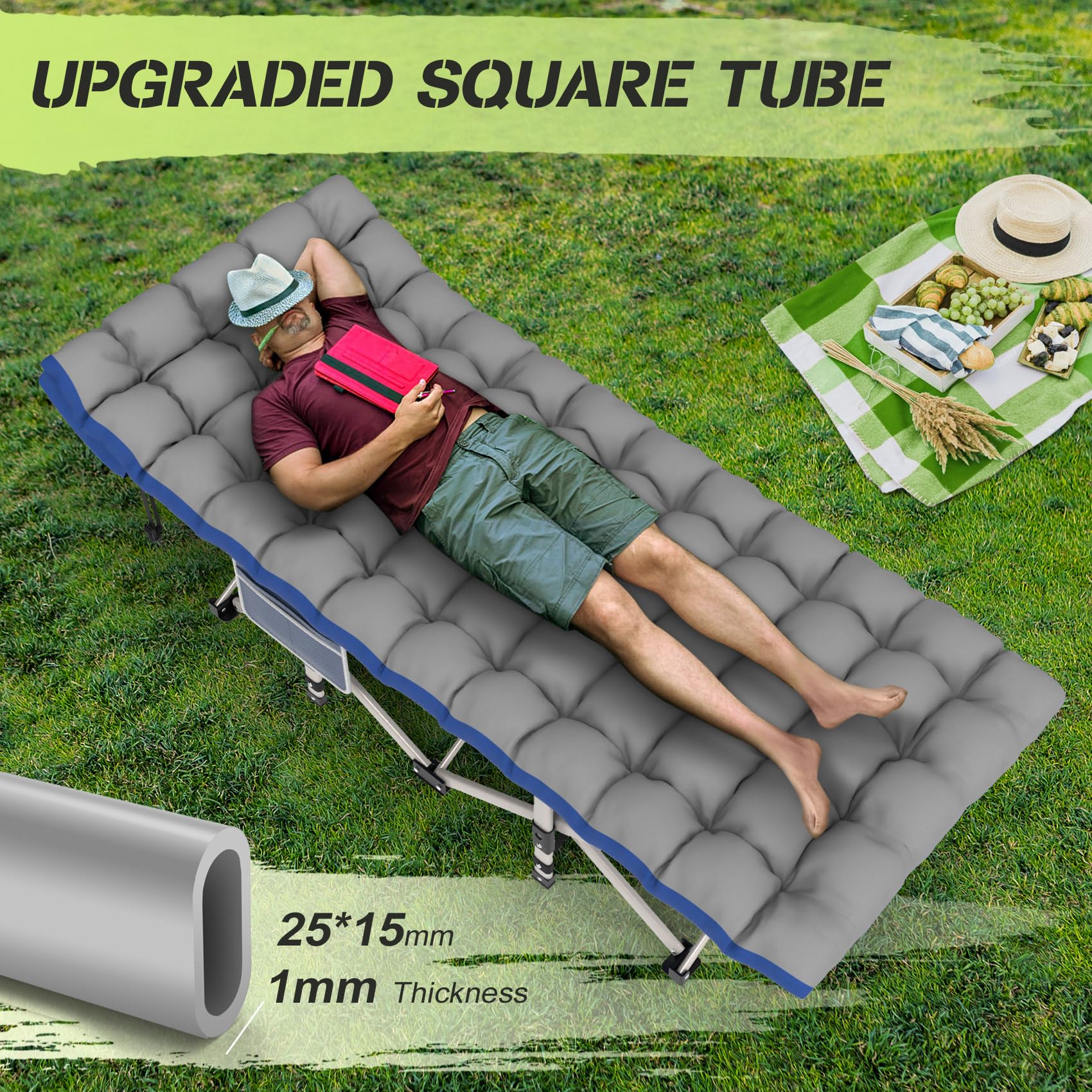 Snapklik.com : Camping Cot, Folding Camping Cot Bed For Adults Sleeping ...