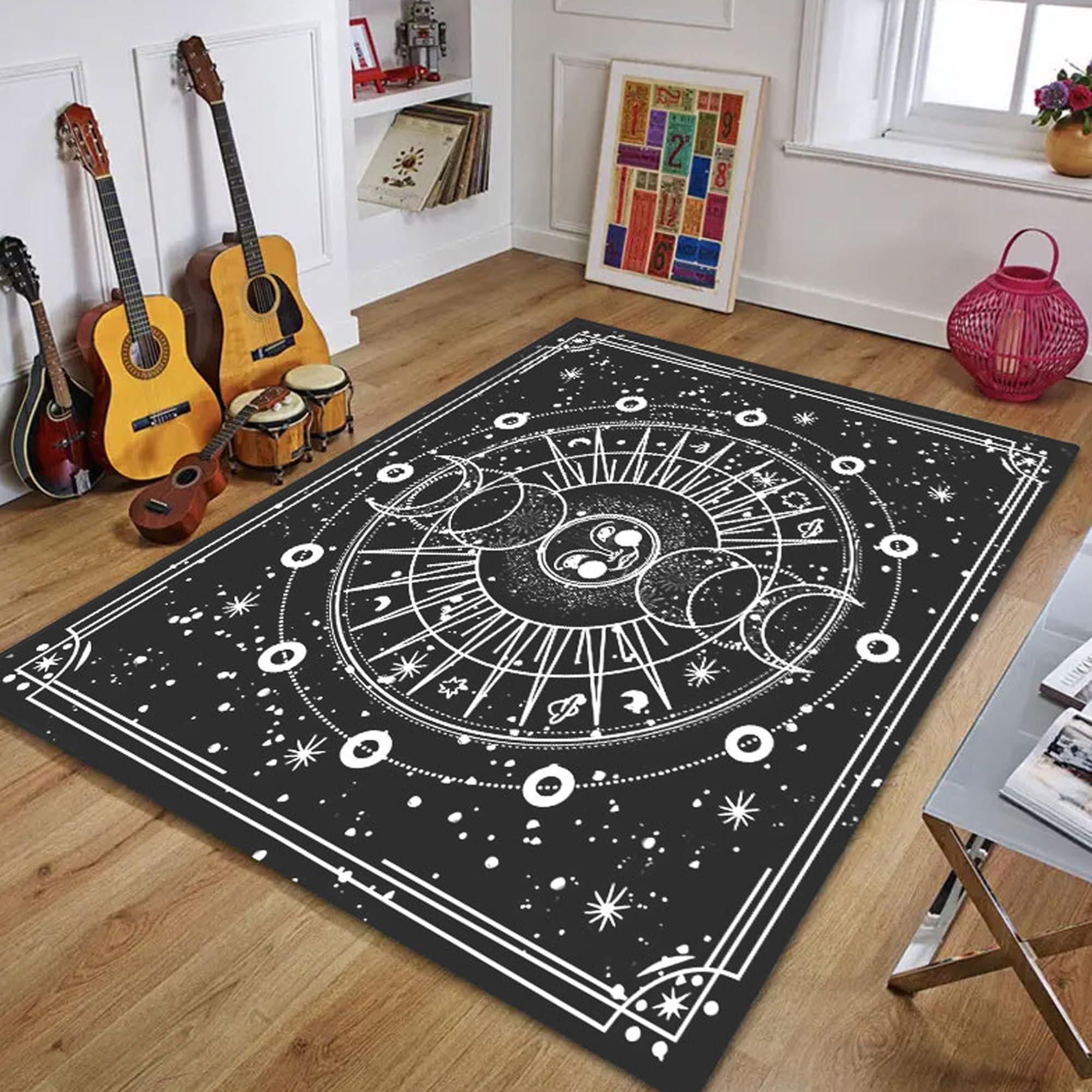 Amazon.com: EDGZKO Sun and Moon Rug for Bedroom: 3x5 Moon Phase Rugs ...