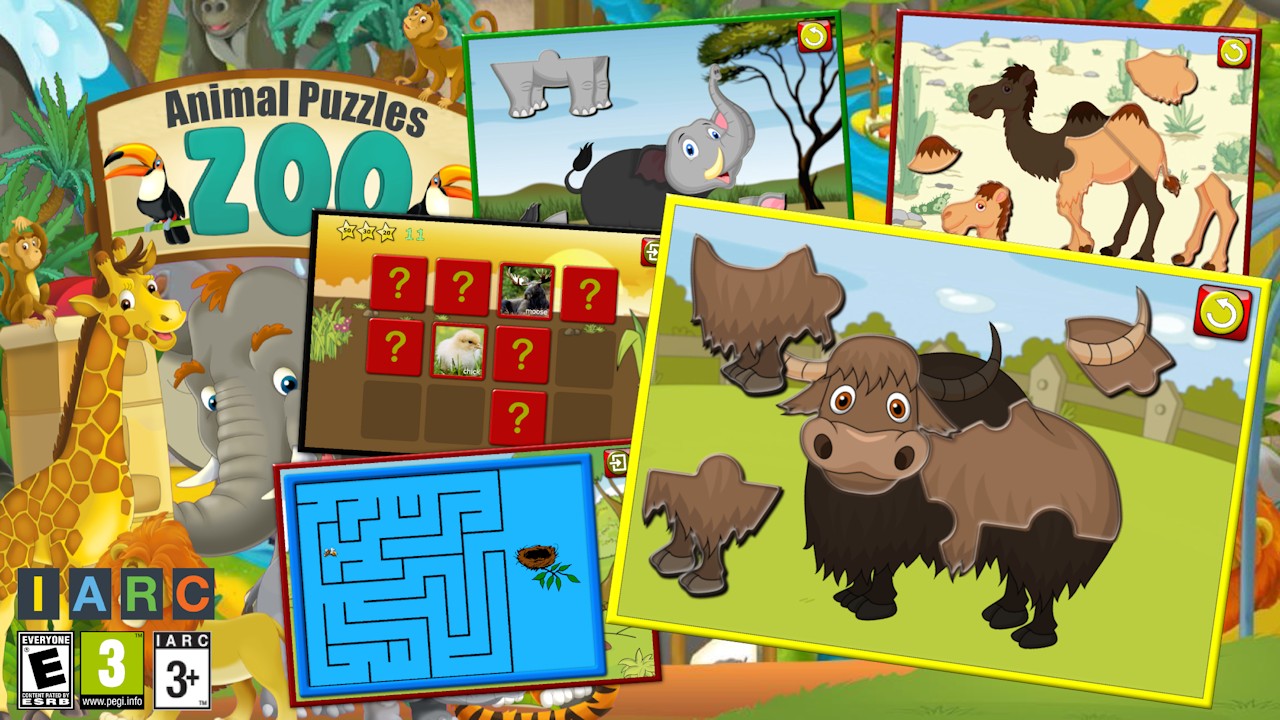 Kids Zoo Animal Jigsaw Puzzle Shapes - educational young childrens game ...