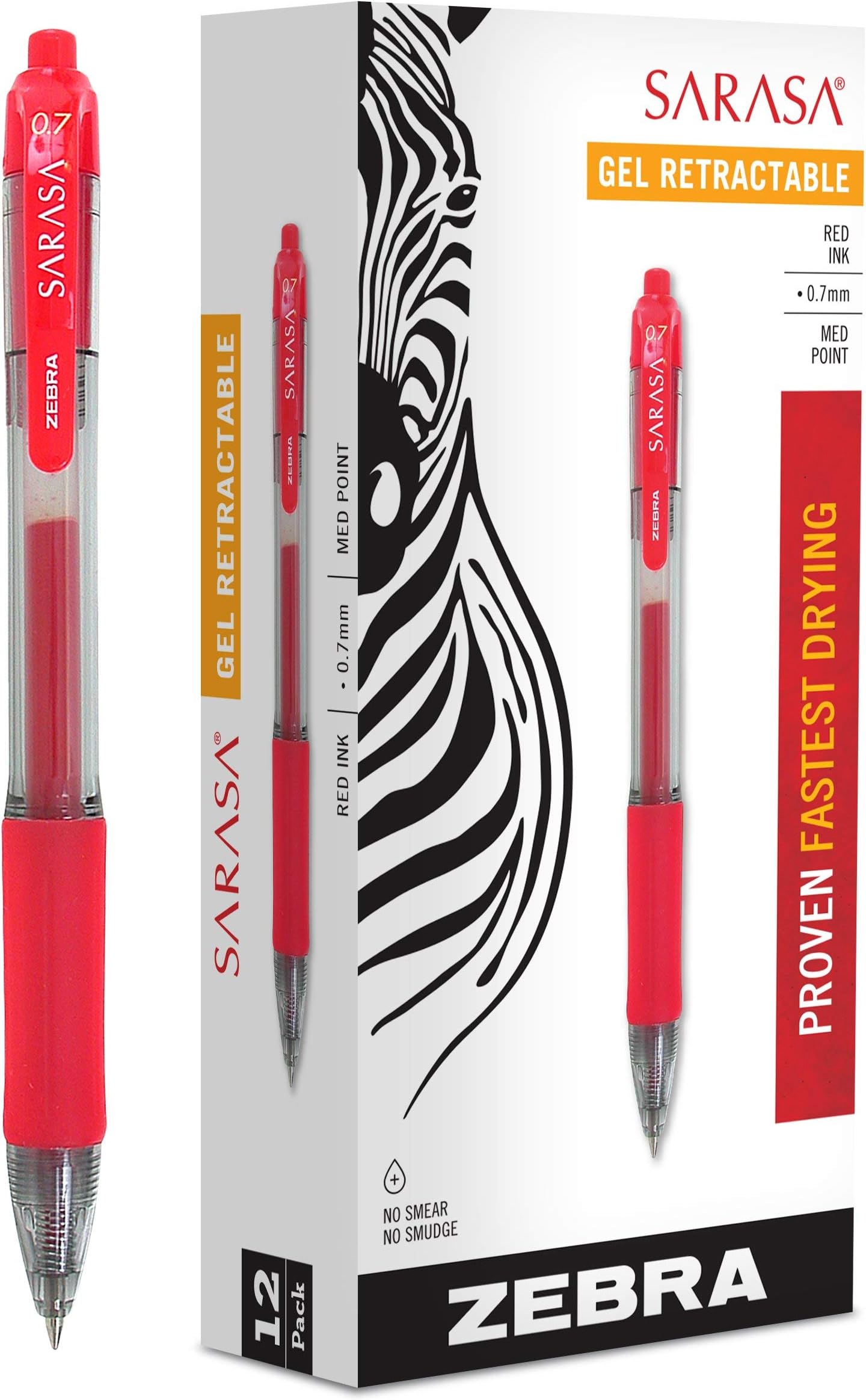 Zebra Pens Sarasa Rapid Dry Ink Gel Retractable Rollerball Pen, 0.7mm ...