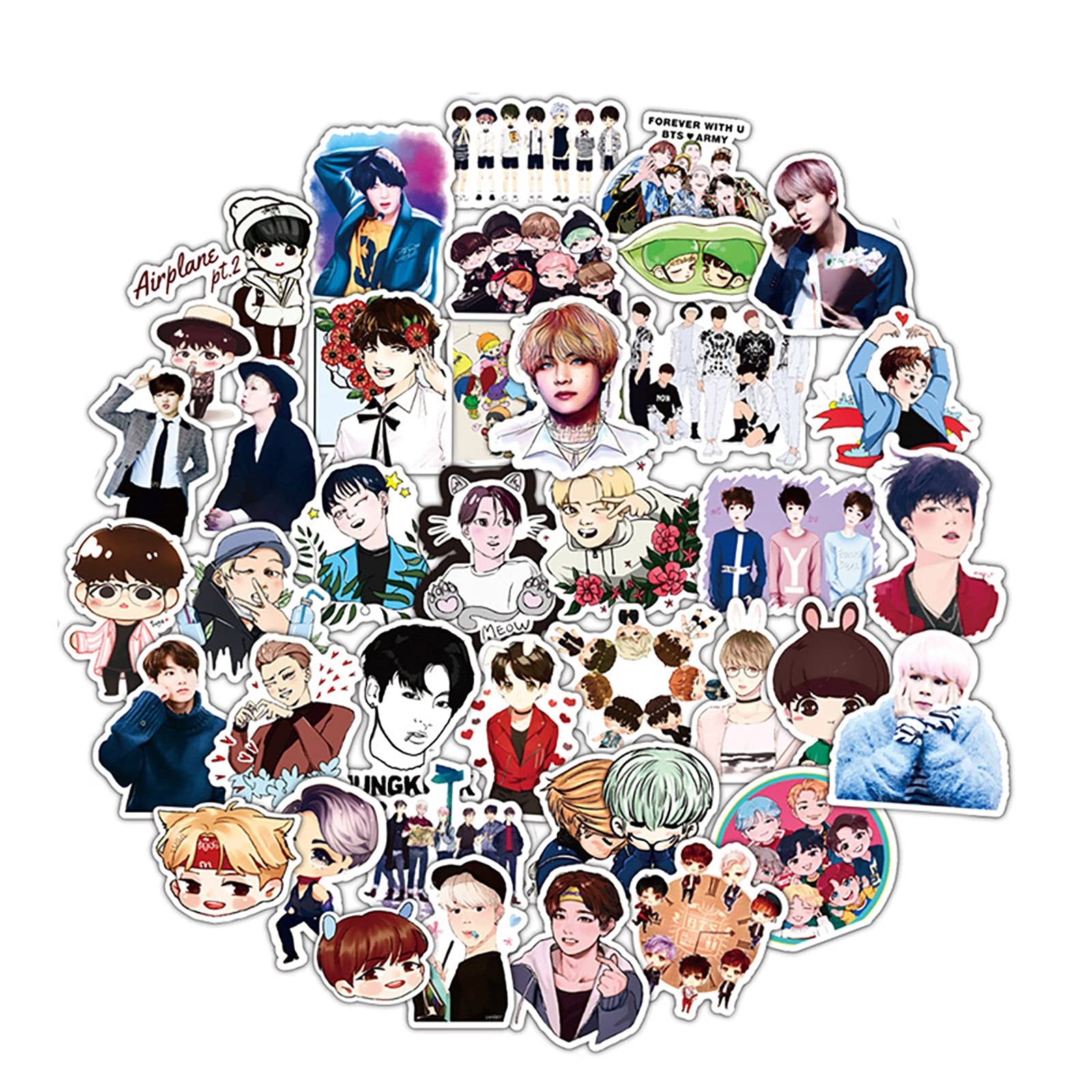 Buy 50pcs BTS Stickers Kpop Bangtan Boys Aesthetic Stickers Pack,Cute ...