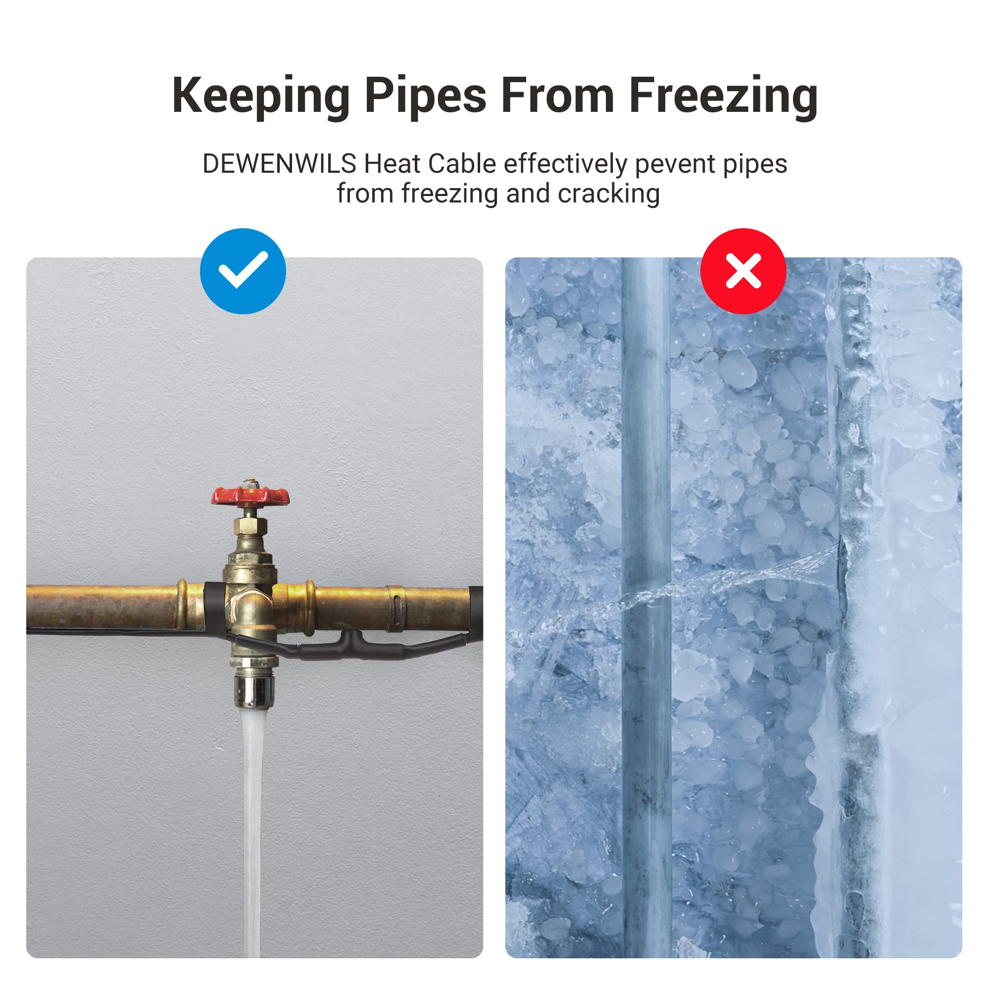 Snapklik.com : DEWENWILS 30FT Heat Cable For Pipe Freeze Protection ...