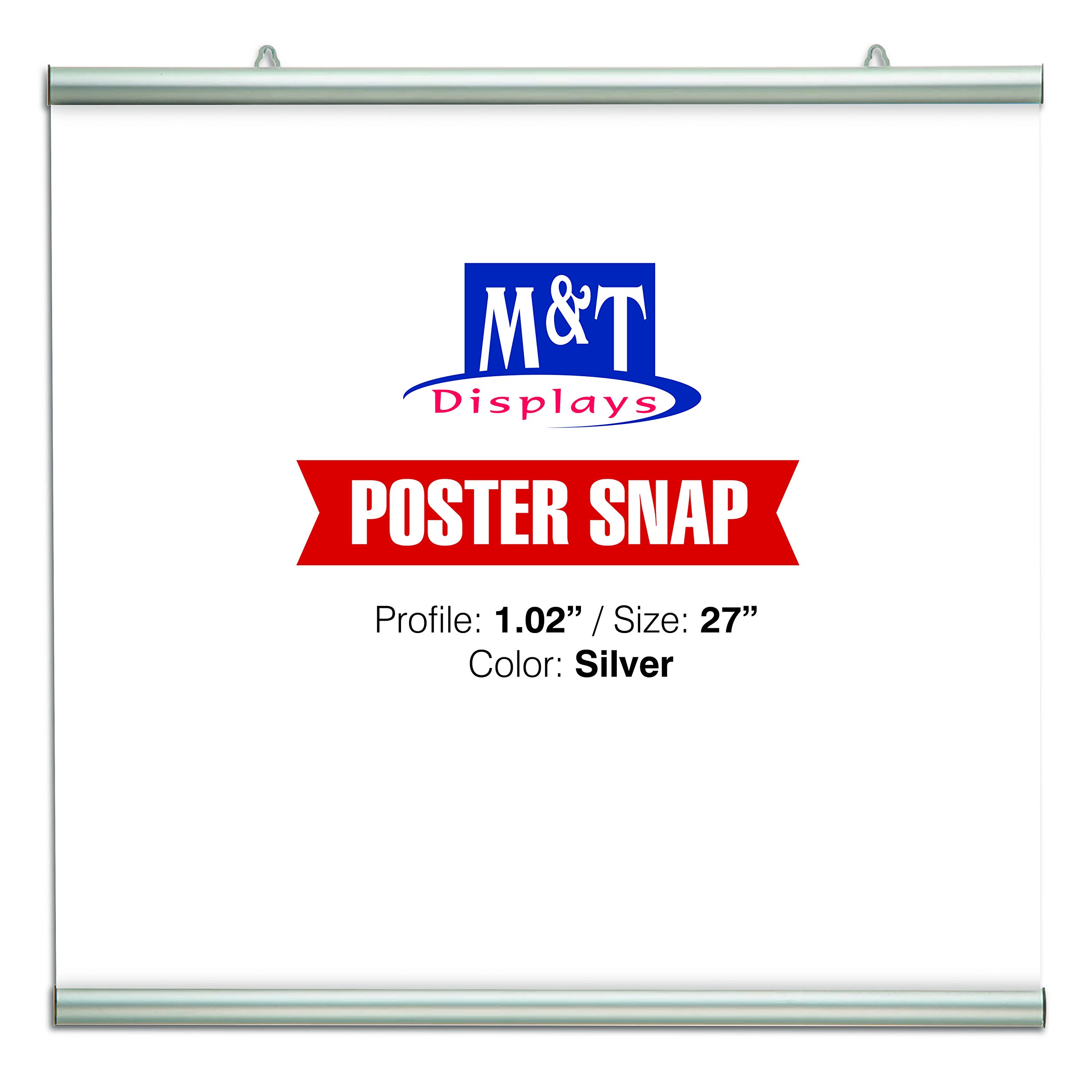 Poster Snap Set for 27" Poster Width for 1.02" Silver Anodized Aluminum ...