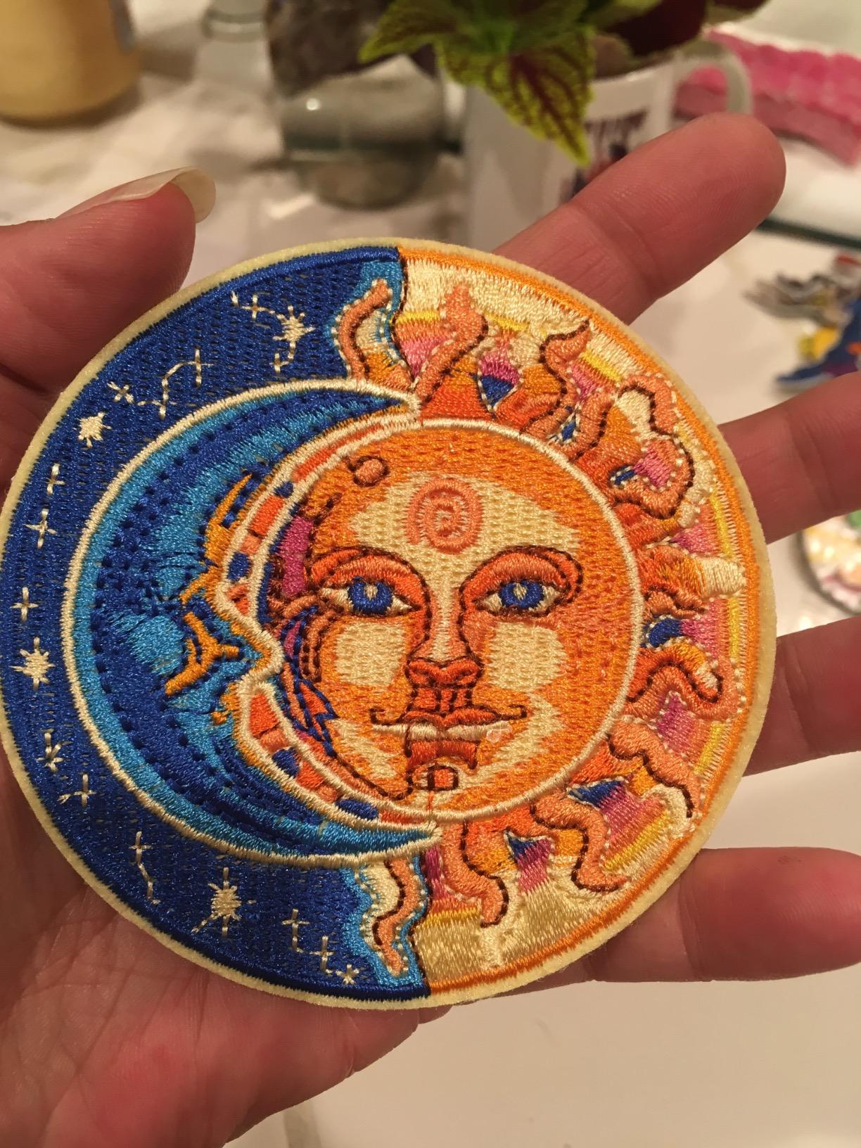 Amazon.com: Applique Moon and Sun Half Blue and Half Yellow Patch ...